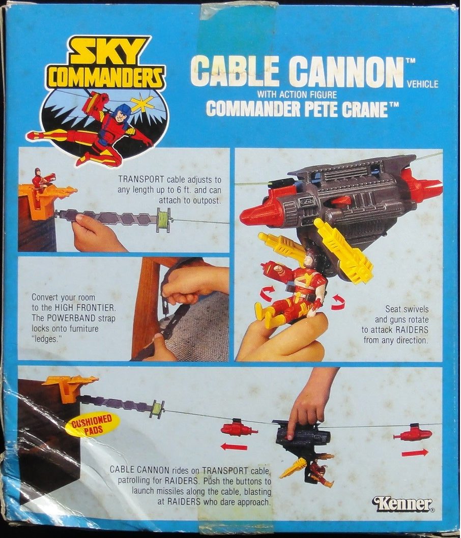 KENNER SKY COMMANDERS CABLE CANNON VEHICLE WITH ACTION FIGURE COMMANDE ...